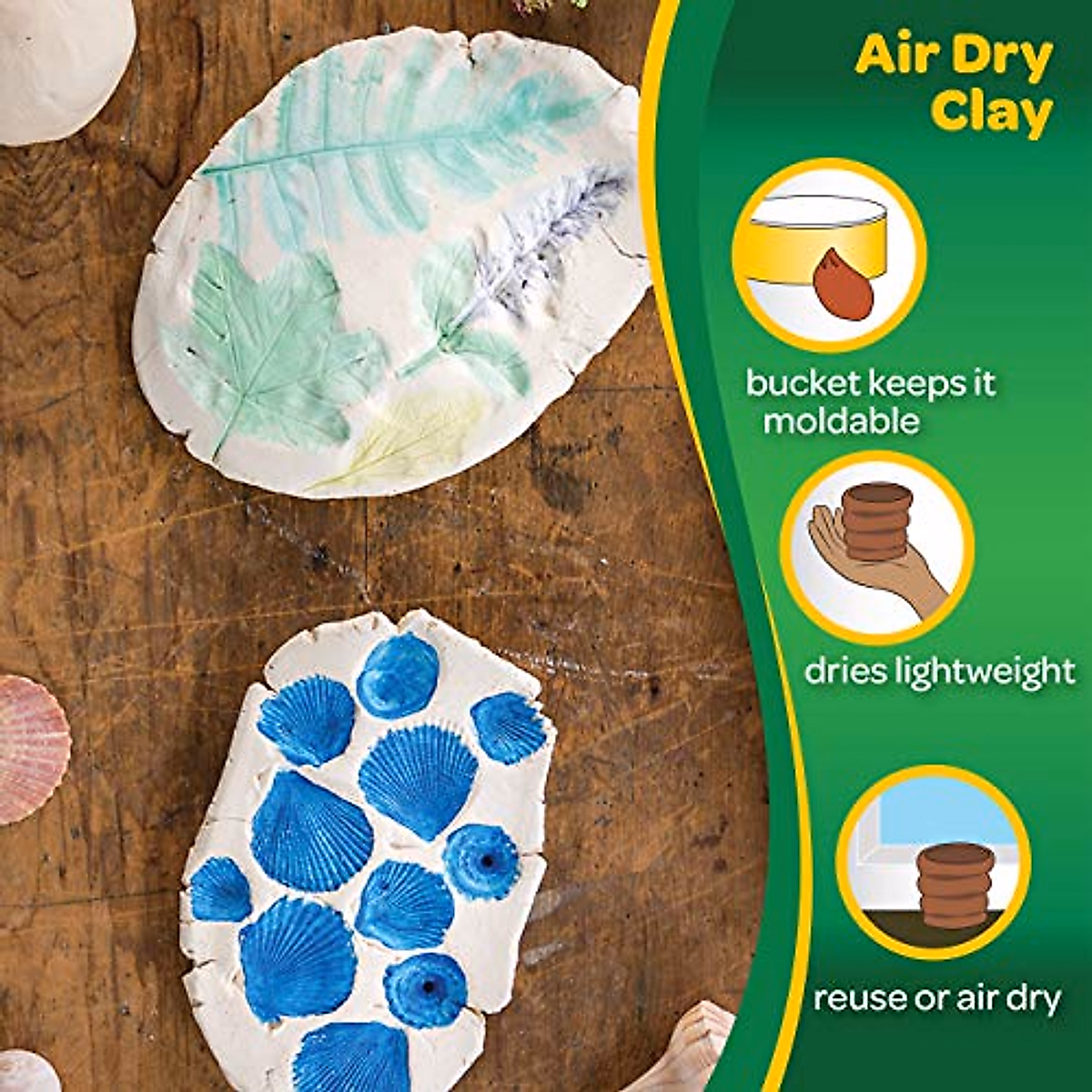 Crayola Air Dry Clay for Kids, Natural White Modeling Clay, 5 Lb Bucket [Amazon Exclusive]