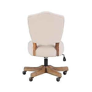 Riverbay Furniture Transitional Fabric Tufted Swivel Office Chair in Beige