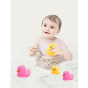 16PCS Pink Rubber Duck Kids Bath Duck Toys ,Squeak Rubber Ducks in Bulk Valentine's Day Rubber Ducks Baby Shower Duck Decorations Party Favors (2.2’’)
