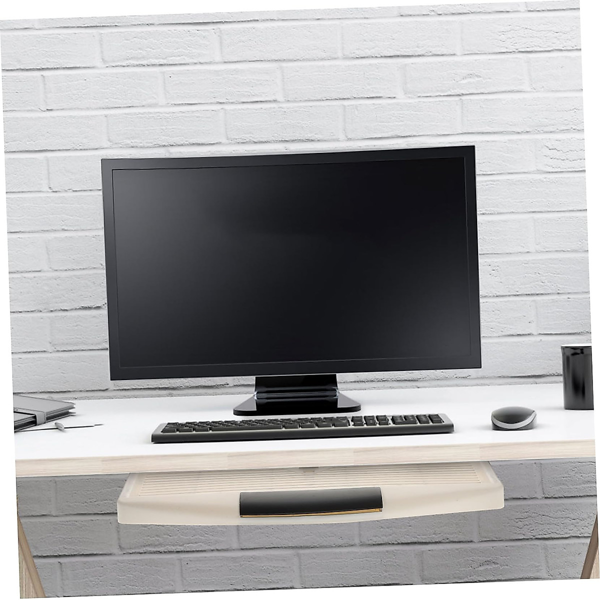 NUOBESTY 1 pc Large Keyboard Tray Slide-Out Computer Desk Keyboard Drawer Accessory for Office Beige Keyboard Stand