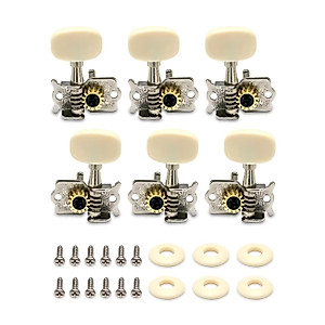 Metallor Guitar Machine Heads Tuning Pegs Tuners for Classical Acoustic Folk Guitar Individual Double Hole Chrome 3L 3R.