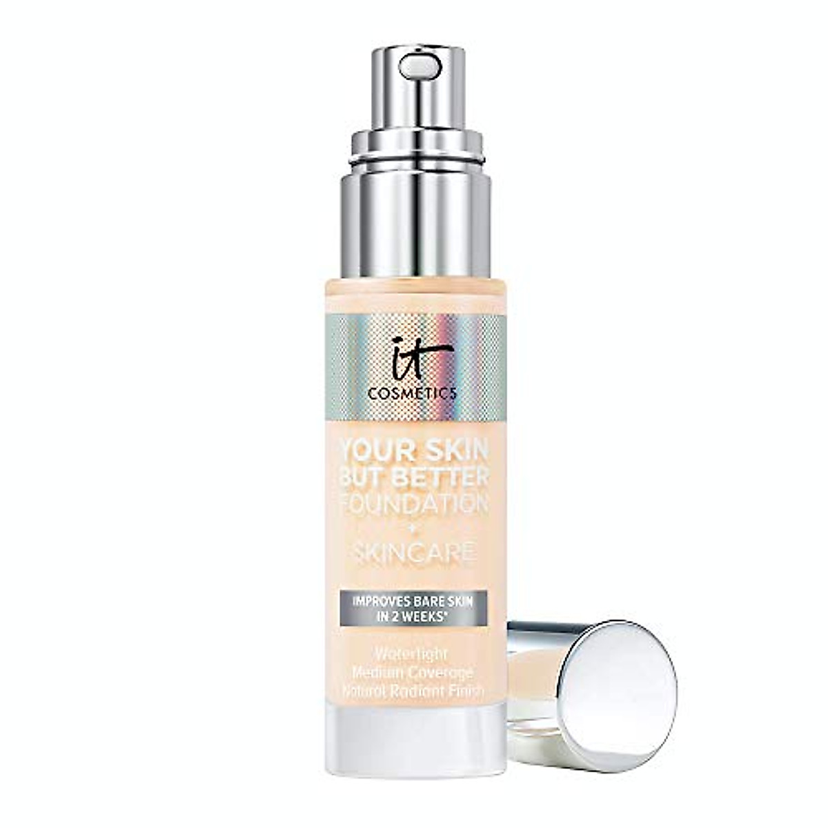 IT Cosmetics Your Skin But Better Foundation + Skincare, Fair Warm 10 - Hydrating Coverage - Minimizes Pores & Imperfections, Natural Radiant Finish - With Hyaluronic Acid - 1.0 fl oz