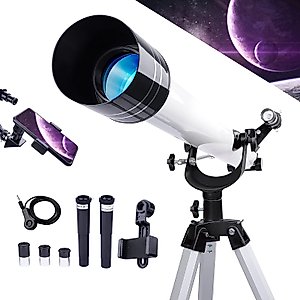Telescopes for Adults Astronomy, 60mm Aperture 900mm Refractor Telescope for Astronomy Beginners Adults, with Tripod, Wire Shutter, Phone Adapter