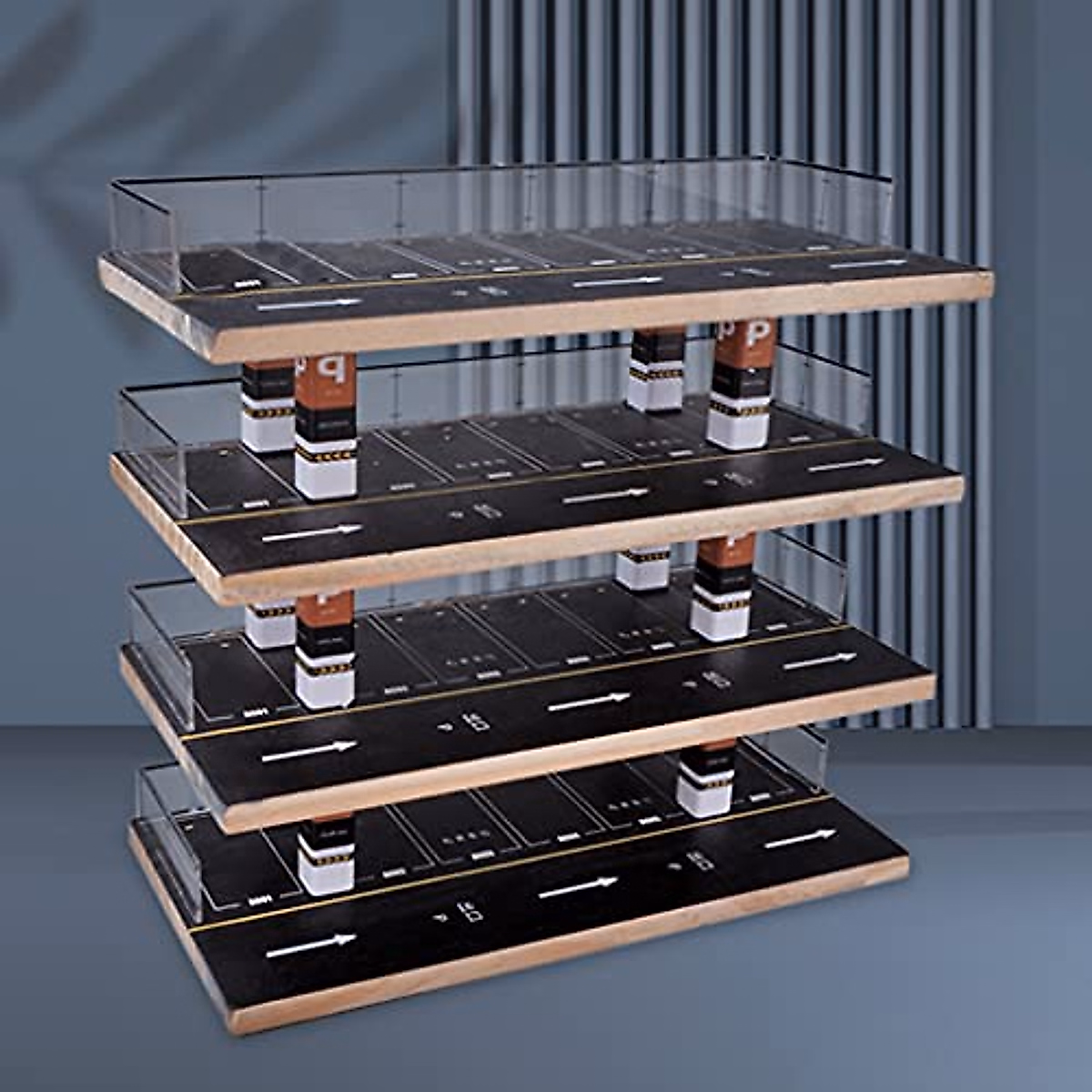 Colcolo 1/64 Scenery Diorama Parking Lot Vehicle Garage Acrylic Showcase Tabletop, Simulation Parking Lot Display Case Desktop Decor