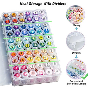 Diamond Painting Storage Containers, 2 Packs 60 Jars Bead Organizer and Diamond Painting Labels, Bead Organizers and Storage for Diamond Painting Accessories, Diamond Art Storage, Diamond Dots Storage