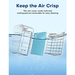 CENSTECH 4-IN-1 Portable Air Conditioners, Evaporative Air Cooler w/4 Modes & 3 Speeds, 15H Timer for Smart Auto-off, 2-Gal Tank for 20H Cooling,17FT Remote,No Hose Needed,120°Oscillating Swamp Cooler