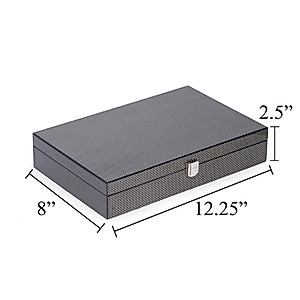 Bey-Berk Luxury Designer Poker Set with Lacquered Carbon Fiber Wood Case and Designer Finish with Playing Cards, 200 11.5 gram Clay Composite Chips, and Poker Dice