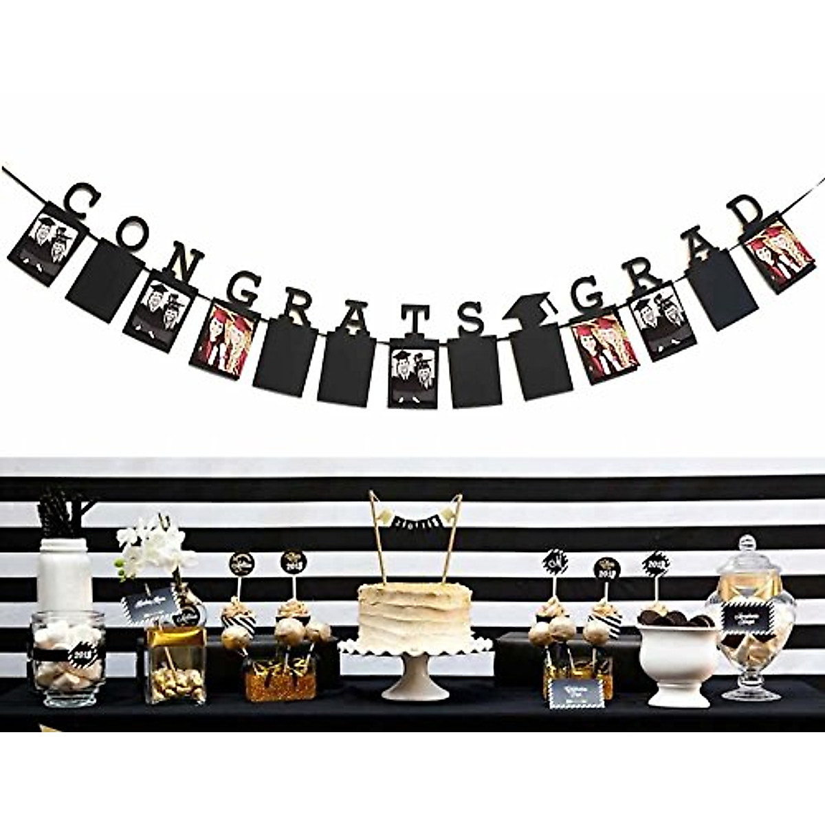 Alemon New Congrats Grad Photo Banner Sign,2020 Graduation Party Supplies Favor Decor