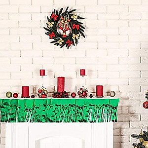 WILLBOND 4 Packs 10 Feet Foil Fringe Garland Metallic Foil Tinsel Fringe Garland Wall Hanging Fringe Banner for Wedding Birthday Parties Holiday Decorations and More (Green)