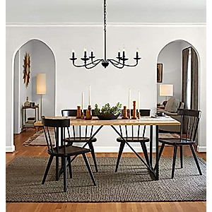 SEOL-Light 36" Dia Classic Candelabra Style Large Branch Iron Chandeliers Ceiling Hanging Pendant Light Fixture 6 Light 240W Black Painted Indoor