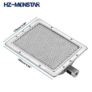 HZ-MONSTAR Ceramic Infrared DIY Heating Gas Burner, 8.66"x 6.69" (220x170mm) Infrared Heating Flame Ceramic Burner Head, Replacement Part for Outdoor Indoor Heater, BBQ Grill Stove, Oxyhydrogen Burner
