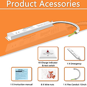 20W LED Emergency Light Driver 100-347V AC,175V DC,Rechargeable Emergency Driver Backup Battery, Over 90 Mins Emergency Time,for LED troffer, Linear Light,UL Listed 5-Year Warranty (1-Pack)