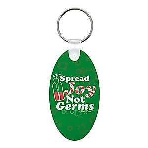 ThisWear Stocking Stuffer Keychain 2020 Spread Joy Not Germs 2-Pack Aluminum Oval Keychain