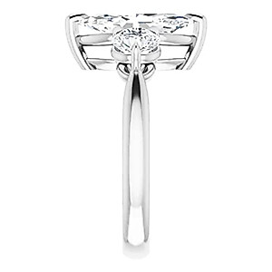 Handmade 10K Gold 2 CT Marquise Cut VVS1 Colorless Moissanite Engagement Ring for Women Bridal Set Moissanite Wedding Ring for Gifts (White Gold, 6.5)