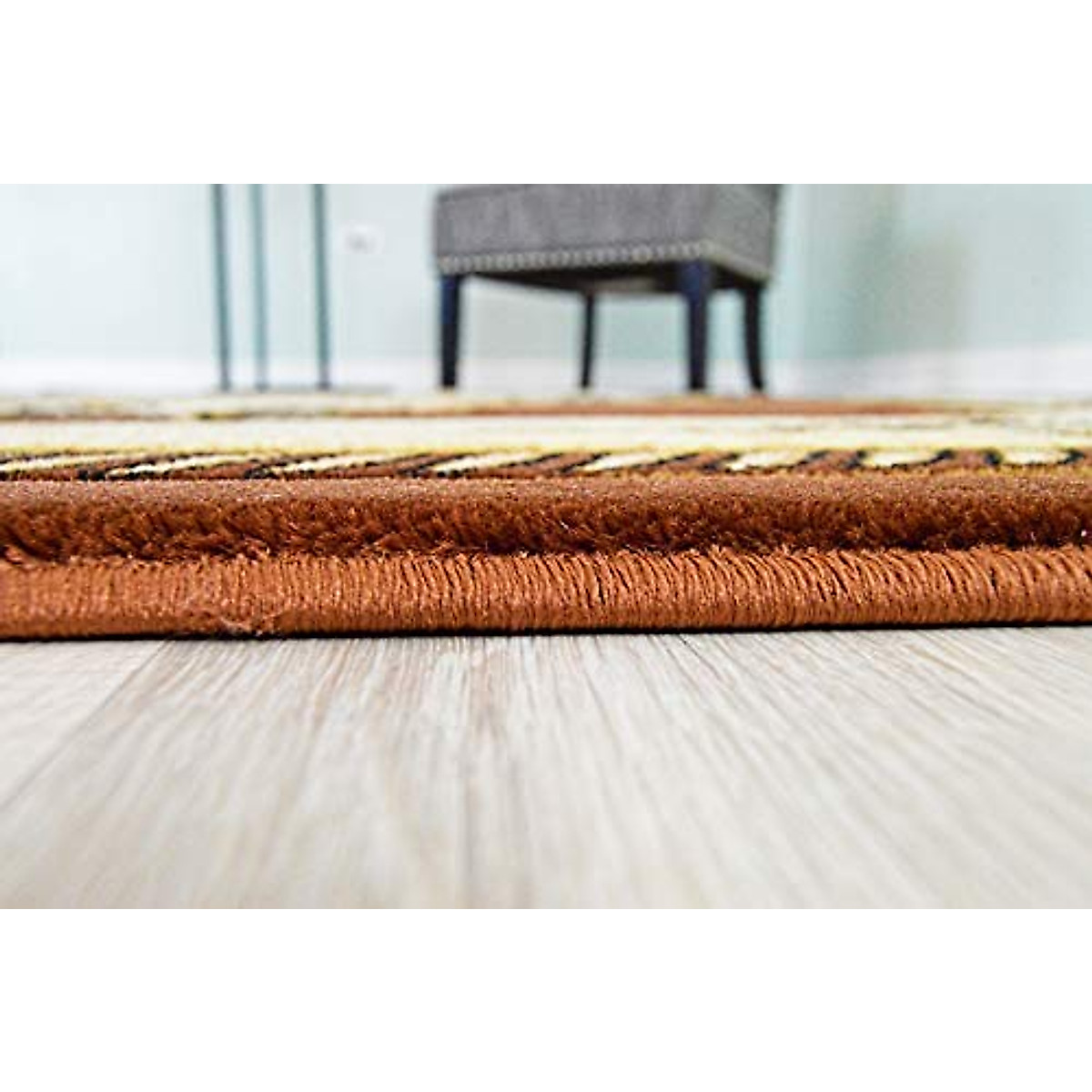 PlanetRugs Glamour Design 206 3D Hand Carved Traditional Rug Oriental Floral 7'9''x10'8'' Brown Chocolate