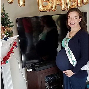 Amy's Bubbling Boutique Twin Baby Shower Sash Two Peas in My Pod for Mom to Be White & Green with Silver Safety Pin