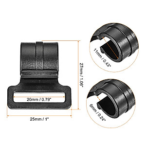 MECCANIXITY Tent Pole Clips, 11mm ID C Shape Tarp Rod Bracket Plastic Clamp Fasteners for Outdoor Camping, Black Pack of 10