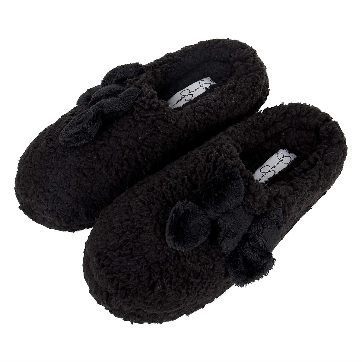 Jessica Simpson Women's Plush Marshmallow Slide on House Slipper Clog with Memory Foam, Black, X-Large