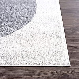Abani Rugs Cream and Gray 6 ft. X 9 ft. Mid-Century Rug with Circles and Lines. Neutral Tones of Cream, Gray and a pop of Yellow. Minimalistic Design Turkish Stain Resistant Area Rug.