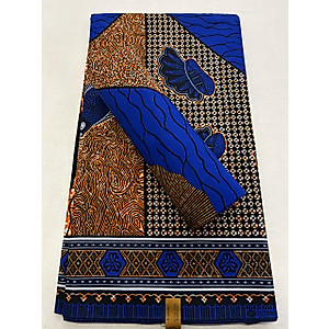 African Guaranteed Wax Block Prints Fabric/African Ankara Wrapper Fabric Wax Fabrics /-Sell by 6 Yards-100% Cotton-for Dresses- Burnt-Orange, Royal-Blue, White,Dark-Blue, Black