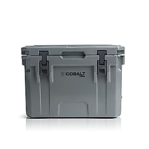 Cobalt 25 Quart Roto-Molded Super Ice Cooler | Large Ice Chest Holds Ice Up to 3 Days | (Gray)