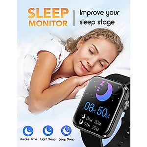 NICEWAT Smart Watch, Fitness Tracker for Women Men with 1.8" Large Touch Screen, Activity Tracker with Heart Rate Sleep Monitor, IP68 Waterproof Smart Wristband for Android iOS (Black)