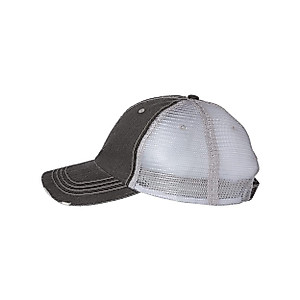 Mega Cap Herringbone Unstructured Trucker Cap One Size Black/ Grey
