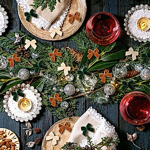 Waydress 120 Pcs 1 Inch Tiny Mini Christmas Velvet Bows for Crafts Xmas Twist Tie Bows Small Ribbon Bows Christmas DIY Craft Sewing Scrapbooking Gift Wrapping(Green,Cream,Khaki)