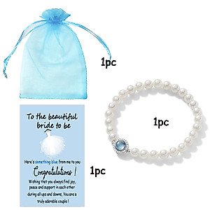 MKISHINE Something Blue Gift for Bride, Blue Crystal Pearl and Crystal Bridal Shower Gifts for Bride to Be, Wedding Gift for Bride, Gifts for Daughter on Wedding Day Something Blue for Bride on