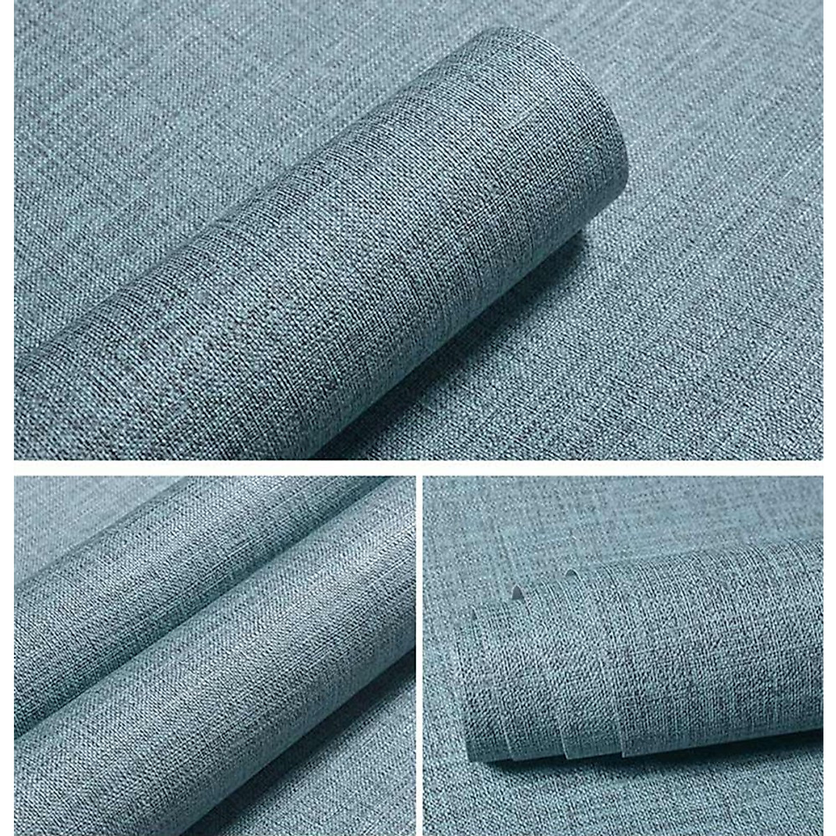 Yija Self-Adhesive Linen Blue Pattern Waterproof Shelf Drawer Liner Cabinet Sticker，Wallpaper 15.6Inch by 98Inch