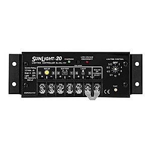 Morningstar Sunlight 20A Solar Charge Controller for 12V Batteries, Solar Panel Controller for Lighting, Battery Controller Solar Controller 12V, Lowest Fail Rate Charge Controller for Solar Lights