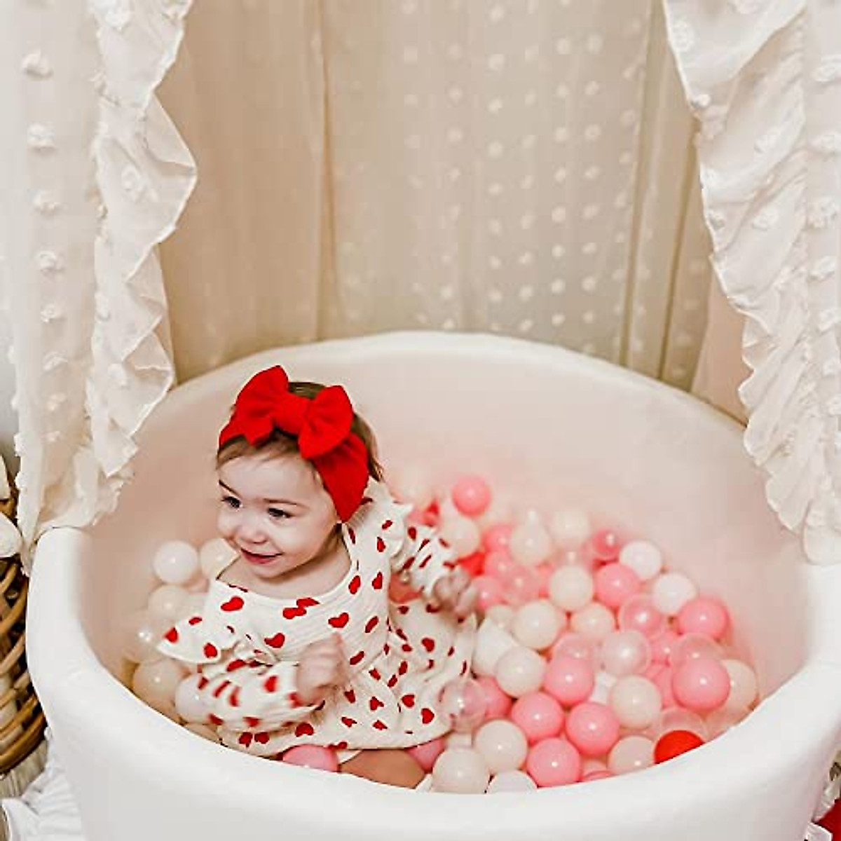 Kids Bed Canopy for Girls, Beige Crib Canopy Princess Hanging Children Canopy Tent, Toddler Girl Canopy Bed Netting for Baby Room Bedroom Reading Nook, Macrame Lace Boho Nursery Canopy with Pom Pom