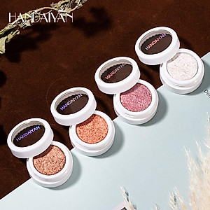 AKARY 12 Colors Glitter Eyeshadow, Mashed Potato Pearlescent Monochrome Eyeshadow Polarized Light Not Smudged Eye Shadow, Highly Pigmented Eye Makeup Cosmetics Gift for Women And Girls Eye Brightening Flash Powder (#01 White)