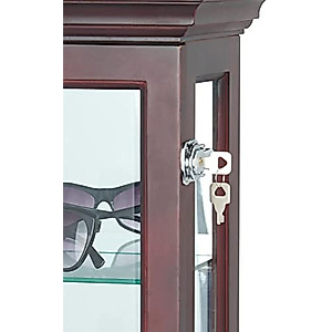 Displays2go 34" Countertop/Wall Mount Display Case, Adjustable Shelves, Locking - Mahogany (DCC3422MH2)