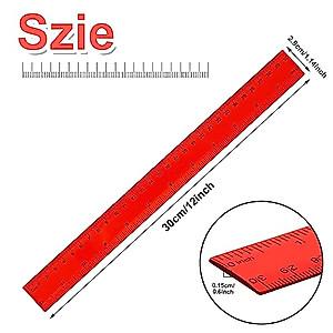 30PCS Clear Ruler Plastic Rulers 12 Inch, with Inches and Metric for School Classroom, Home, or Office (Multicolour)