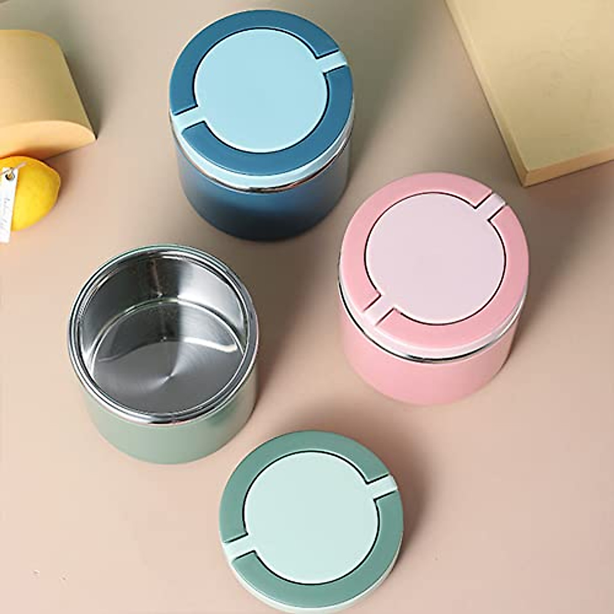 Ptsygantl Food Thermos, 630ml Soup Thermos, Stainless Steel Bento Box with Handle, Breakfast Cup Soup Storage Container Sealed for Work Travel (Green)