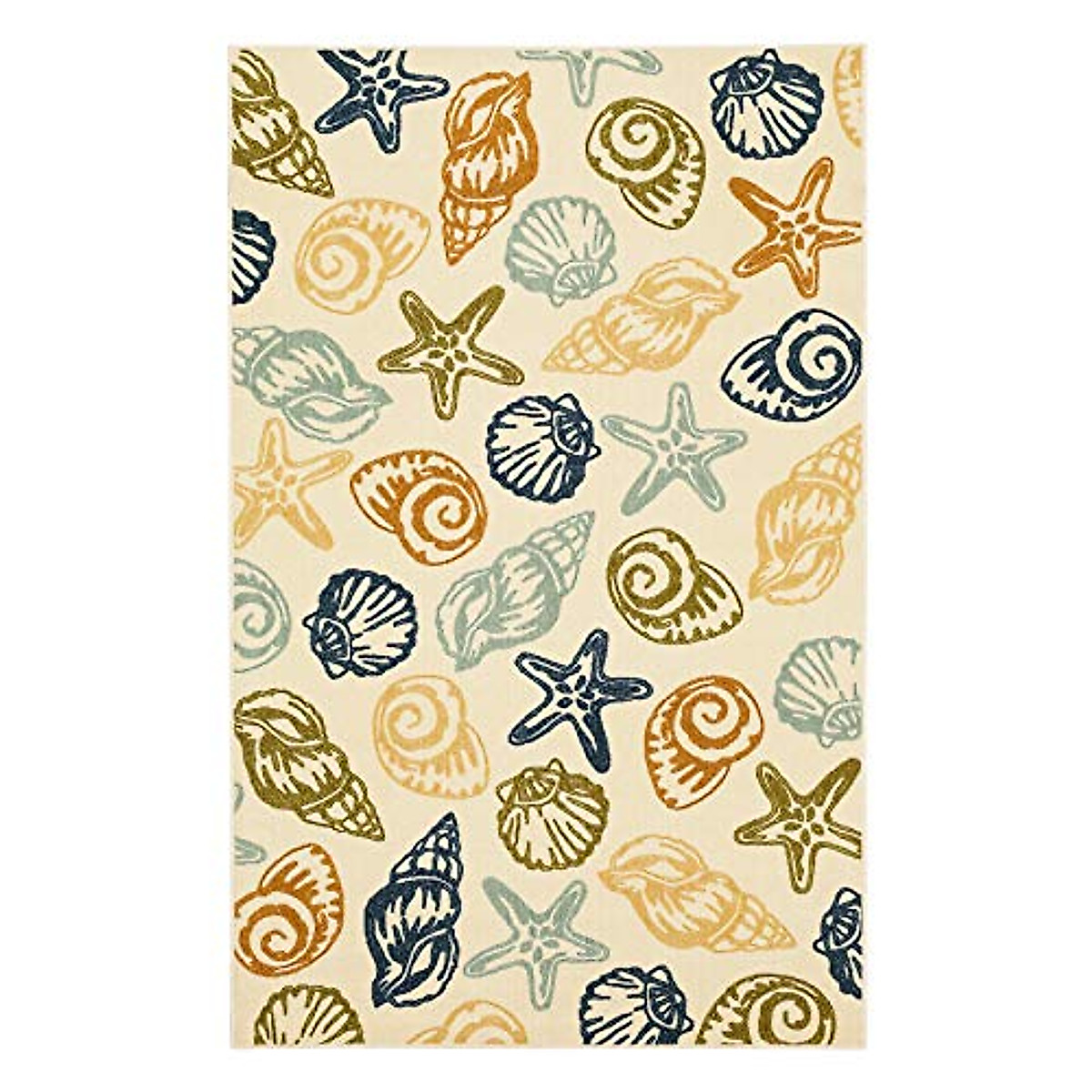 Mohawk Home Nautical Seaside Area Rug ,Tan Shells (5' X 8')