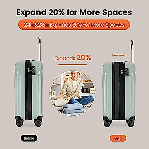 PRIMICIA GinzaTravel PC+ABS suitcase Spinner Wheels scratch-resistant Lightweight Spinner Expandable Suitcase, luggage sets,Universal wheel (Green, 3-Piece Set(20"/25"/29"))