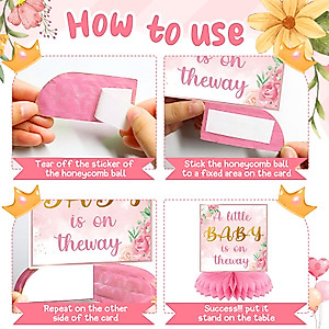 Weecent 9 Pcs Pink Rose Gold Baby Shower Honeycomb Centerpieces Floral Baby Shower Party Table Centerpieces Oh Baby Party Decorations Baby Girl Boy Birthday Party Table Topper Party Supplies