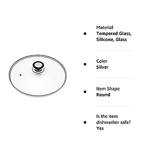 Glass Lid for Frying Pan, Fry Pan, Skillet, Pan Lid with Handle Coated in Silicone Ring,12"/30cm, Clear