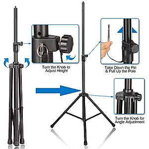 Microphone Stand, AGPTEK Wind Screen Bracket Stand with Adjustable and Non-slip Tripod Base, Suit for Large Microphone Isolation Shield (Black)