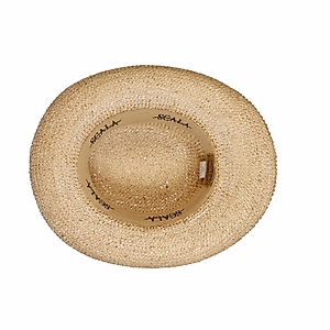 Scala Women's Crocheted Raffia Hat with Drawstring, Natural, One Size