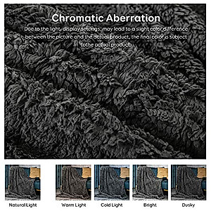 Coolplus Fleece Weighted Blankets 20lb ,Soft Sherpa and Warm Fuzzy Dual Sided Throw Blanket for Adult, Plush Weighted Blankets Suit for Sofa, Twin/Full Size Bed, 60 x 80 Inch, Grey