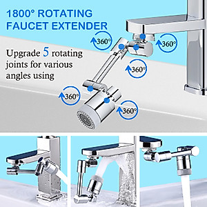 S USECRET 1800° Swivel Faucet Extender for Bathroom Sink Water Aerator - 2 Mode Splash Filter Extension, 360° Angle Rotatable Spray Attachment, Multifunctional Robotic Arm-Washing Eye/Hair/Face