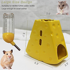 Deapeey Hamster Water Bottle for Glass Tank, Adjustable Hamster Water Bottle Holder 125ML Syrian Hamster Water Bottle with Widen Bottom Stand Anti-Fall, Ceramic Cheese Water Dispenser for Mice Gerbil