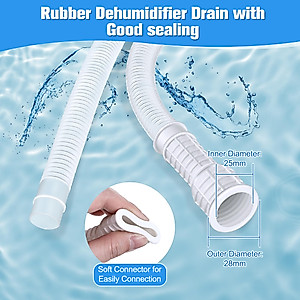 Saillong Patent Pending Dehumidifier Drain Hose, Flexible Universal Drain Hose with Cuttable Rubber Adapter and Connect Clamp, Hose Replacement for Dehumidifiers, Air Conditioners(Clear,6.5 Feet)