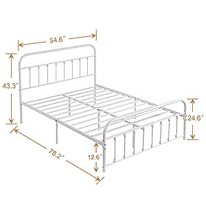VECELO Metal Platform Bed Frame, Mattress Foundation with Headboard & Footboard,No Box Spring Needed,Full Size