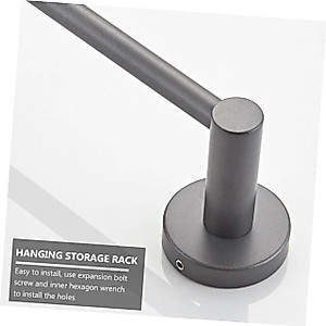 Generic 1pc Single-Rod Towel Rack Towel Rod Bath Towel Bar Kitchen Towel Holder Punch Free Storage Holder Metal Storage Shelf Hanging Storage Rack Bathroom Dish Rack Copper Steel, 50X7CM, Grey