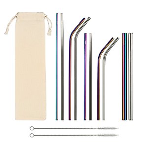 Stainless Steel Drinking Straws | COMPLETE Set - 10 straws, 2 Brush Cleaners & Travel Case | Eco Friendly | Straight & Bent PLUS Wide Smoothie/Boba Straws | Perfect For 20, 30oz. Yeti/RTC Tumblers etc
