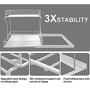 CD HOME Pull Out Cabinet Organizer, Under Sink Slide Out Storage Shelf with 2 Tier Sliding Wire Drawer,Least 13 Inch Cabinet Opening （White）
